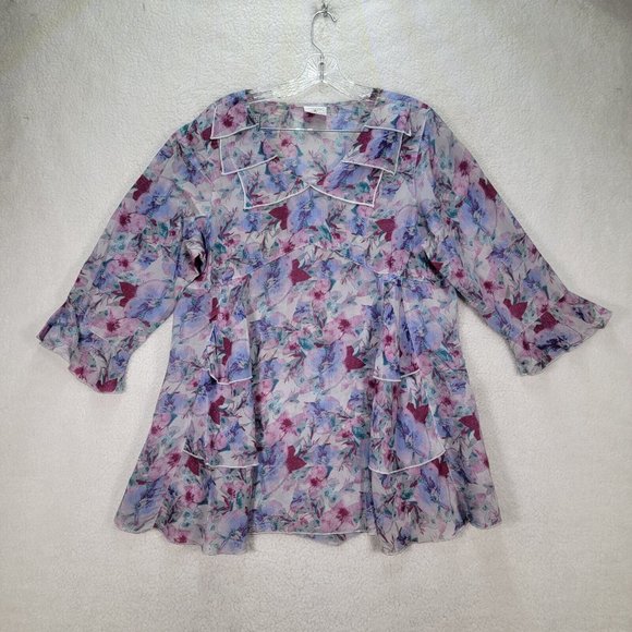Click by Color Me Cotton | Tops | Y2k Click Lilac Floral Chiffon ...